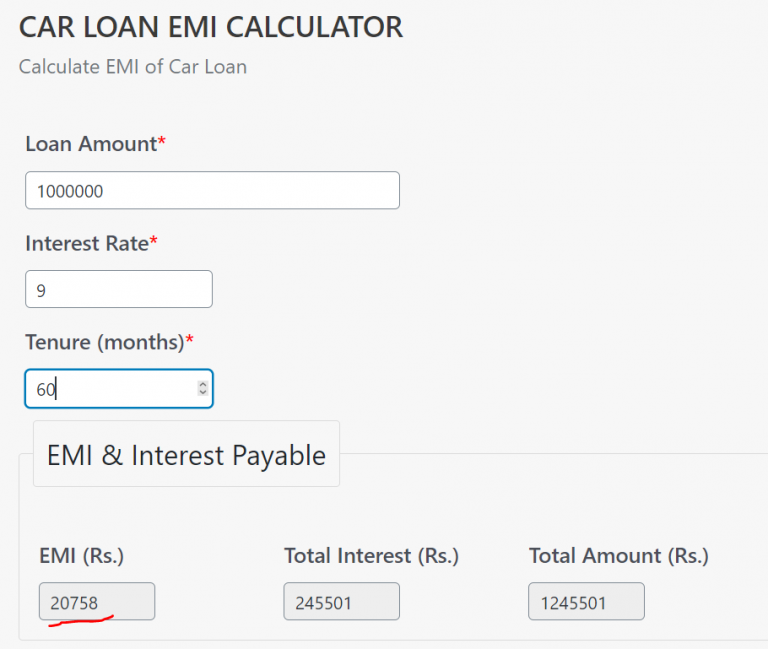 Car Loan EMI Calculator - FinCalC Blog