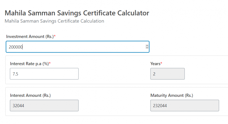Mahila Samman Savings Certificate Calculator - MSSC - FinCalC Blog